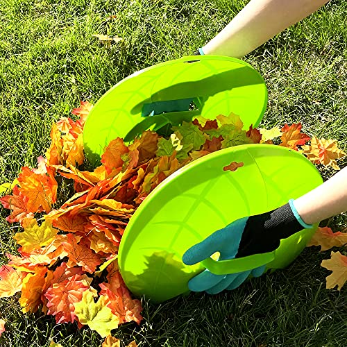 Alsea Hand Leaf Rake Scoops Large Green Plastic Grabber for Picking Up Lawn Debris - Includes Gardening Gloves with ABS Claws