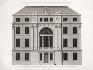 elevation of a house at whitehall restore as a board room for the paymaster general & commissioners of chelsea hospital & office for invalids.