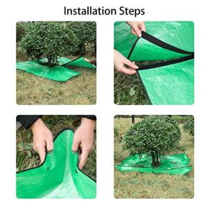 Landscape Tarp for Trimming with 12 inch Hole -Garden Tree Pruning Waterproof Tarp,Four Corners Has Corner Buckles Can Stand Up Fasten Around Trees and Shrubs