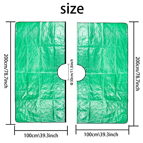 Landscape Tarp for Trimming with 12 inch Hole -Garden Tree Pruning Waterproof Tarp,Four Corners Has Corner Buckles Can Stand Up Fasten Around Trees and Shrubs