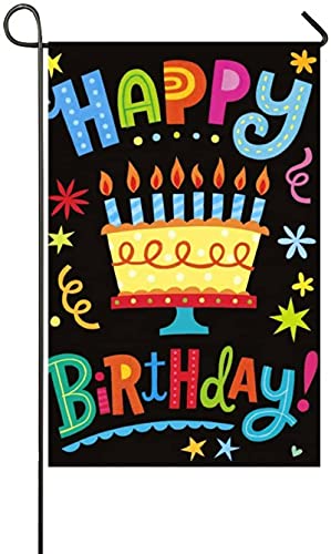 Happy Birthday Garden Flag Cartoon Double-sided Printing Flags Happy Birthday Garden Banner Linen Outdoor Lawn Signs Birthday House Sign Poster Party Flags Decorations For home Outdoor Suitable For Birthday Party (12 X 18 Inches)