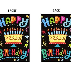 Happy Birthday Garden Flag Cartoon Double-sided Printing Flags Happy Birthday Garden Banner Linen Outdoor Lawn Signs Birthday House Sign Poster Party Flags Decorations For home Outdoor Suitable For Birthday Party (12 X 18 Inches)