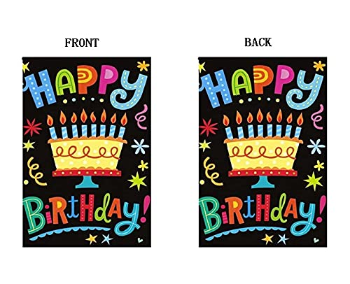 Happy Birthday Garden Flag Cartoon Double-sided Printing Flags Happy Birthday Garden Banner Linen Outdoor Lawn Signs Birthday House Sign Poster Party Flags Decorations For home Outdoor Suitable For Birthday Party (12 X 18 Inches)