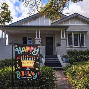 Happy Birthday Garden Flag Cartoon Double-sided Printing Flags Happy Birthday Garden Banner Linen Outdoor Lawn Signs Birthday House Sign Poster Party Flags Decorations For home Outdoor Suitable For Birthday Party (12 X 18 Inches)