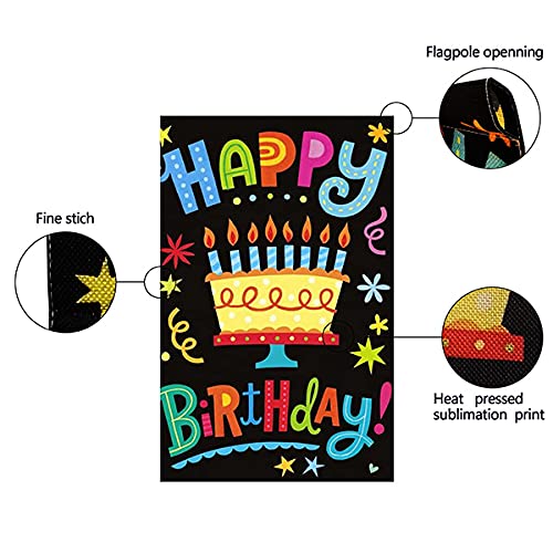 Happy Birthday Garden Flag Cartoon Double-sided Printing Flags Happy Birthday Garden Banner Linen Outdoor Lawn Signs Birthday House Sign Poster Party Flags Decorations For home Outdoor Suitable For Birthday Party (12 X 18 Inches)