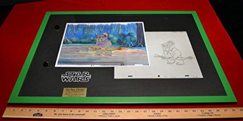 "Star Wars" hand-painted EWOKS Animation Cel and original art, RARE Ewok TV series DVD, UACC, COA, Frame