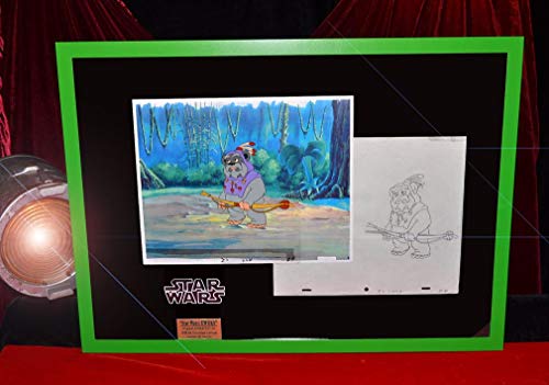 "Star Wars" hand-painted EWOKS Animation Cel and original art, RARE Ewok TV series DVD, UACC, COA, Frame