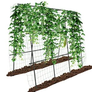 garden cucumber trellis for climbing plants outdoor, 57.9in metal plant support trellis for climbing vine vegetable/fruit/flower outdoor yard lawn garden a frame trellis