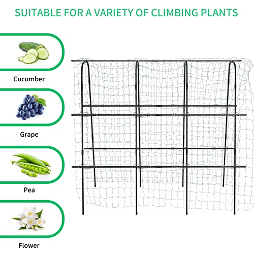 Garden Cucumber Trellis for Climbing Plants Outdoor, 57.9in Metal Plant Support Trellis for Climbing Vine Vegetable/Fruit/Flower Outdoor Yard Lawn Garden A Frame Trellis