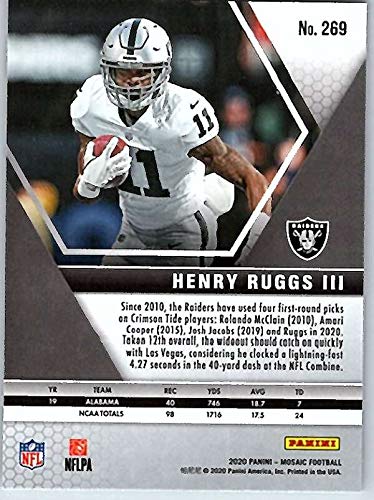 2020 Panini Mosaic #269 Henry Ruggs III RC Rookie Las Vegas Raiders NFL Football Trading Card