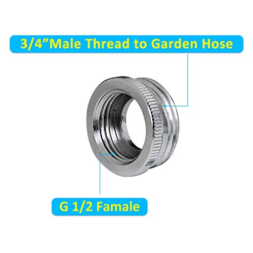 Garden Hose Adapter for Female G1/2 to Male 3/4'' GHTM Chrome, 1-Pack