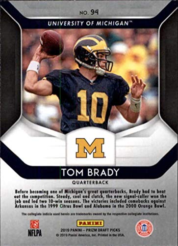 2019 Prizm Draft Picks Football #94 Tom Brady Michigan Wolverines Official NCAA Trading Card From Panini