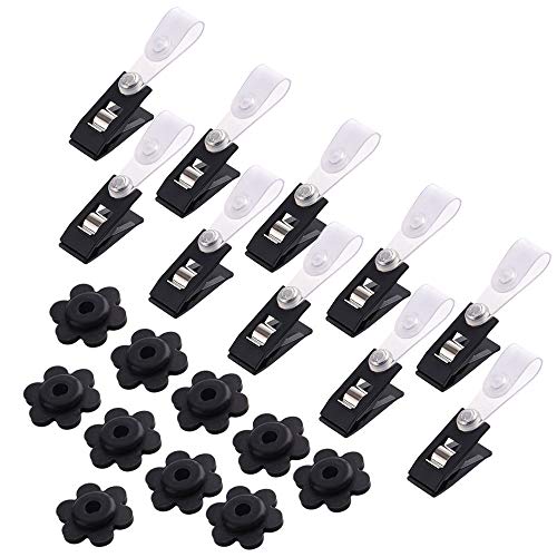 KUUQA 20 Pack Garden Flag Rubber Stoppers and Plastic Clips, Accessories for Garden Flag Poles Stand