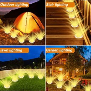 Solar Ground Lights Outdoor, 12 Pack 12 LED Solar Garden Lights Waterproof, Super Bright in-Ground Lights, Solar Disk Lights for Yard, Walkway, Pathway, Patio, Lawm, Outdoor Decorations (Warm White)