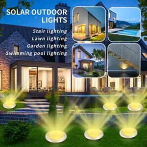 Solar Ground Lights Outdoor, 12 Pack 12 LED Solar Garden Lights Waterproof, Super Bright in-Ground Lights, Solar Disk Lights for Yard, Walkway, Pathway, Patio, Lawm, Outdoor Decorations (Warm White)