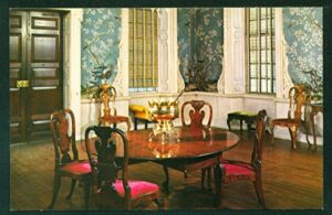 supper room of the governor’s palace williamsburg virginia 18th century furniture vintage postcard