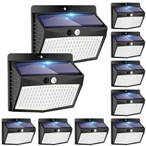 peasur solar outdoor lights, [138 led/10 packs] solar motion sensor security lights with 3 lighting modes wireless solar wall lights waterproof solar powered lights for garden fence yard deck garage