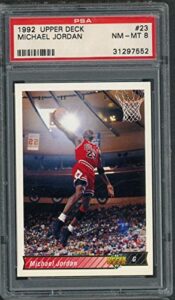 michael jordan 1992 upper deck basketball card #23 graded psa 8