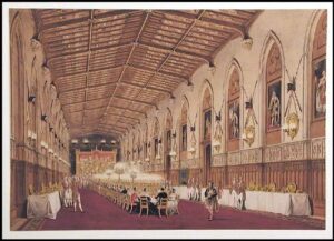 [st. george’s hall. the garter banquet in 1844. the guests seated, windsor castle