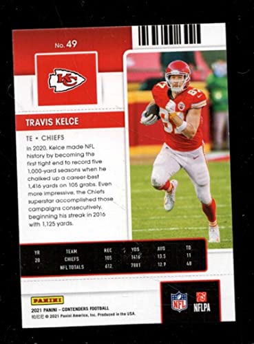 2021 PANINI CONTENDERS SEASON TICKET #49 TRAVIS KELCE NMMT CHIEFS