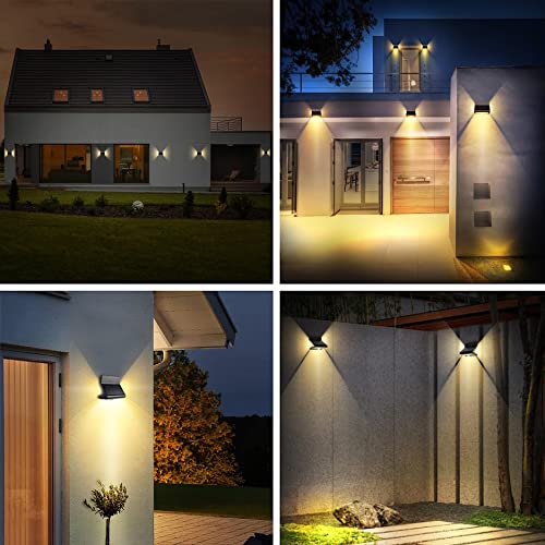 AURAXY Motion Sensor Outdoor Lights, Solar Wall Light with Optical Lens and 3 Modes Lights, Battery Motion Sensor Security Lights, IP44 Waterproof Solar Lights Outdoor for Garden Patio Yard (2 Pack)