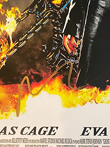 Nicolas Cage Signed Autographed Ghost Rider 11x17 Movie Poster Photo Beckett COA