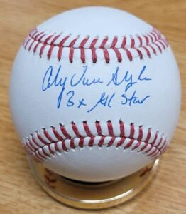 autographed andy van slyke”3x all star” rawlings official major league baseball with coa