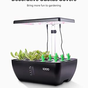 iDOO WiFi 12 Pods Hydroponic Growing System with 6.5L Water Tank, Smart Hydro Indoor Herb Garden Up to 14.5", Plants Germination Kit with Pump System, Fan, Grow Light for Home Kitchen Gardening, Black