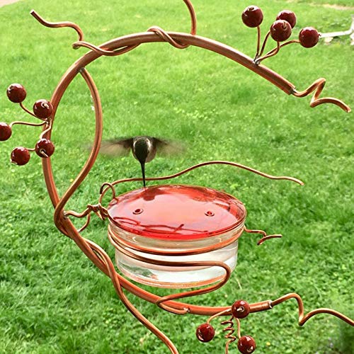 Hummingbird Feeder Pole, Courtyard Bird Feeder, Red Berries Hummingbird Feeder with Hole Birds Feeding Transparent Pipe, Courtyard Bird Feeder for Patio, Garden, Yard