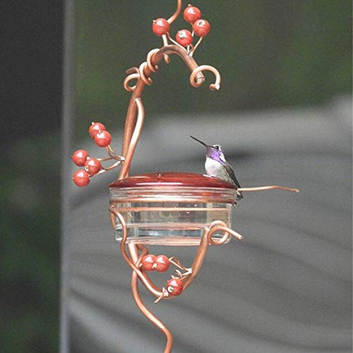 Hummingbird Feeder Pole, Courtyard Bird Feeder, Red Berries Hummingbird Feeder with Hole Birds Feeding Transparent Pipe, Courtyard Bird Feeder for Patio, Garden, Yard