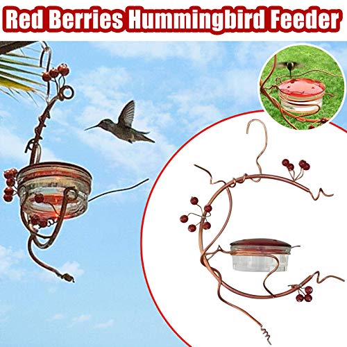 Hummingbird Feeder Pole, Courtyard Bird Feeder, Red Berries Hummingbird Feeder with Hole Birds Feeding Transparent Pipe, Courtyard Bird Feeder for Patio, Garden, Yard