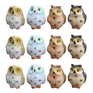 bolwhao feijinmao 12 pcs miniature owl figurines resin miniature owl fairy garden decor owl landscape garden decoration mini owls figurines fairy garden accessories