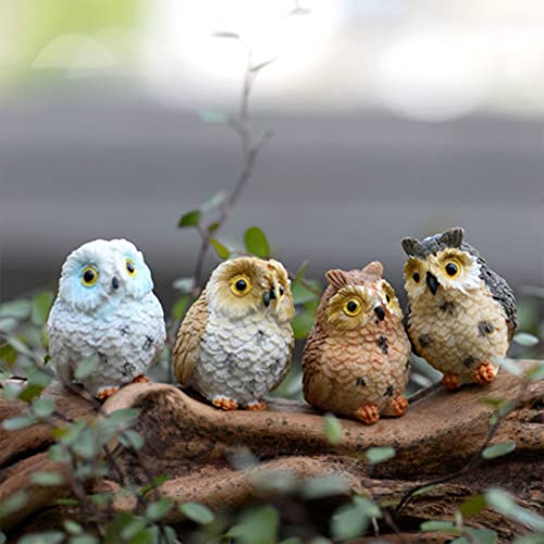 BOLWHAO Feijinmao 12 pcs Miniature Owl Figurines Resin Miniature Owl Fairy Garden Decor Owl Landscape Garden Decoration Mini Owls Figurines Fairy Garden Accessories