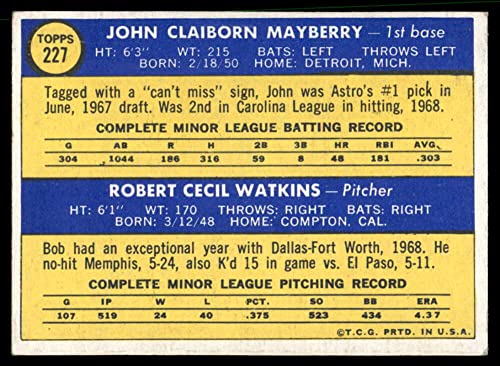 Baseball MLB 1970 Topps #227 John Mayberry/Bob Watkins RC Astros