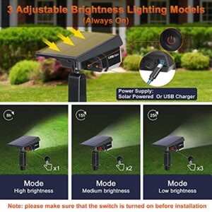 LEREKAM Solar Spot Lights Outdoor, IP65 Waterproof 40 LEDs Solar Landscape Spotlights,USB & Solar Powered Wall Lights Dark Sensing Auto On/Off,3 Modes Outdoor Solar Garden Lights for Yard Porch 2 Pack