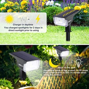 LEREKAM Solar Spot Lights Outdoor, IP65 Waterproof 40 LEDs Solar Landscape Spotlights,USB & Solar Powered Wall Lights Dark Sensing Auto On/Off,3 Modes Outdoor Solar Garden Lights for Yard Porch 2 Pack