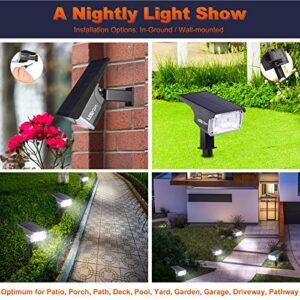 LEREKAM Solar Spot Lights Outdoor, IP65 Waterproof 40 LEDs Solar Landscape Spotlights,USB & Solar Powered Wall Lights Dark Sensing Auto On/Off,3 Modes Outdoor Solar Garden Lights for Yard Porch 2 Pack