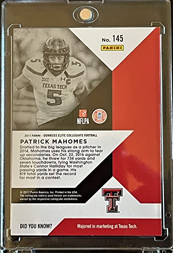 2017 Panini Donruss Elite PATRICK MAHOMES II Football ROOKIE Card - Orange Parallel - Texas Tech Red Raiders