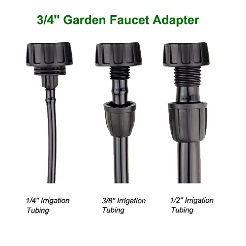 Yulaiyoen Drip Irrigation Hose Connectors,1/4 Inch Drip Irrigation Tubing x 3/4 FHT Swivel Garden Faucet Adapter, Convert 3/4" Garden Hose to 1/4" Drip Pipe for Irrigation Kits (3-Pack)