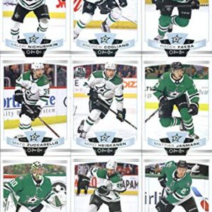 2019-20 O-Pee-Chee Hockey Dallas Stars Team Set (Made by Upper Deck) of 16 Cards: Valeri Nichushkin(#44), Andrew Cogliano(#111), Radek Faksa(#114), Mats Zuccarello(#218), Miro Heiskanen(#248), Mattias Janmark(#259), Ben Bishop(#281), Jamie Benn(#305), Esa