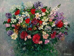 (sold) bounteous blooms – huge floral still life by andre dluhos