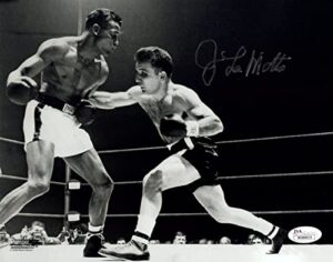 jake lamotta raging bull signed 8×10 boxing photo with jsa sticker no card