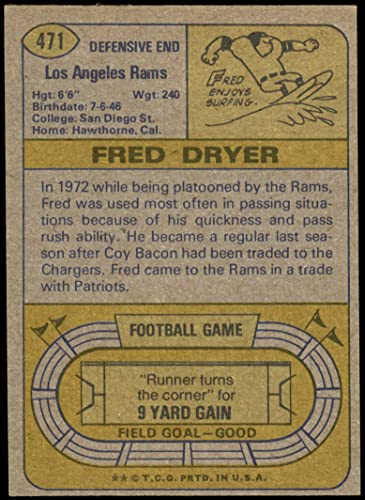 1974 Topps # 471 Fred Dryer Los Angeles Rams (Football Card) EX Rams San Diego St