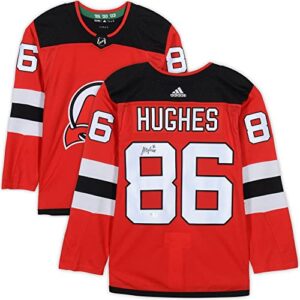 jack hughes new jersey devils autographed red adidas authentic jersey – autographed nhl jerseys