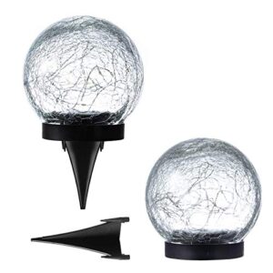 Darkdec Globe Solar Lights Outdoor Decorative - 2 Pack Cracked Glass Ball Lights 4.73" In-Ground Lights with 30 LEDs Waterproof for Garden Pathway Party Decoration