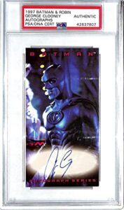 george clooney signed auto 1997 fleer skybox batman & robin card psa/dna slabbed