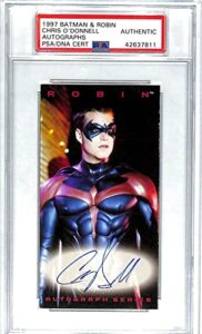 chris o’donnell signed auto 1997 skybox batman & robin card psa/dna slabbed