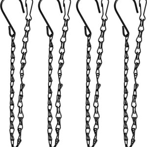 XDW-GIFTS 4 Pack 25.5 Inch Hanging Chain with Hooks for Hanging Bird Feeders, Birdbaths, Planters, Lanterns, Wind Chimes, Baskets, Billboards, Decorative Ornaments, Outdoor Indoor Use (Black)