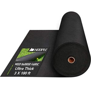 HOOPLE 3FT*180FT Premium Garden Weed Barrier Landscape Fabric Durable & Heavy-Duty Weed Block, Easy Setup