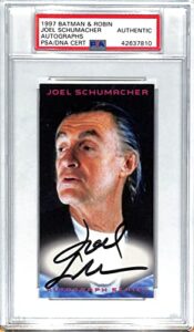 joel schumacher signed 1997 skybox batman & robin director card psa/dna slab